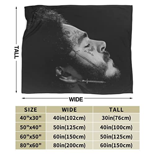 Post Malone Blanket Black Soft Throw Blanket Lightweight Cozy Microfiber Flannel Throw Blanket for Bed Couch Chair Living Room Post Malone Merch Fan Gift 80x60 in