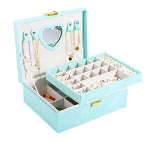 prottylife jewelry box organizer for women jewelry box for girls jewelry box ideal gift 2-layer jewelry organizer box large jewelry storage boxes earrings box case for necklace bracelets storage