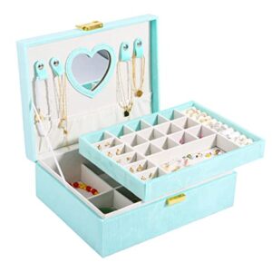 ProttyLife Jewelry Box Organizer for Women Jewelry Box for Girls Jewelry Box Ideal Gift 2-Layer Jewelry Organizer Box Large Jewelry Storage Boxes Earrings Box Case for Necklace Bracelets Storage