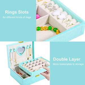 ProttyLife Jewelry Box Organizer for Women Jewelry Box for Girls Jewelry Box Ideal Gift 2-Layer Jewelry Organizer Box Large Jewelry Storage Boxes Earrings Box Case for Necklace Bracelets Storage