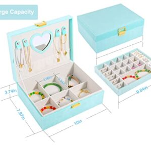 ProttyLife Jewelry Box Organizer for Women Jewelry Box for Girls Jewelry Box Ideal Gift 2-Layer Jewelry Organizer Box Large Jewelry Storage Boxes Earrings Box Case for Necklace Bracelets Storage