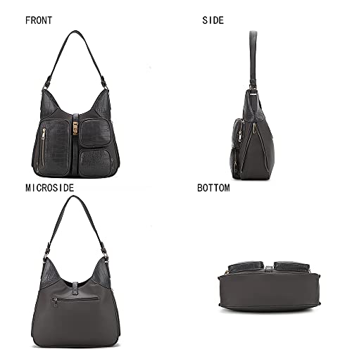 MKF Collection Shoulder Bag for Women, Handbag Purse Top-Handle Hobo Bag Crocodile-embossed Vegan Leather Purse