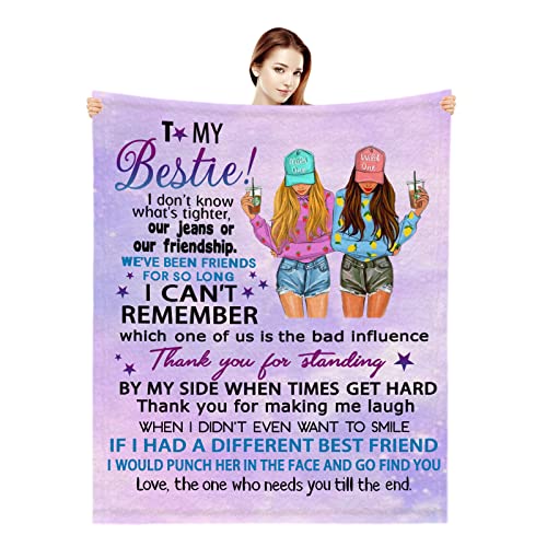 Bestie Gifts to My Best Friends Blanket, Best Friend Birthday Gift for Women,Friendship Gifts for Girls,Christmas Thanksgiving Valentines Gift for Her Bestie Sister 60"x 50"