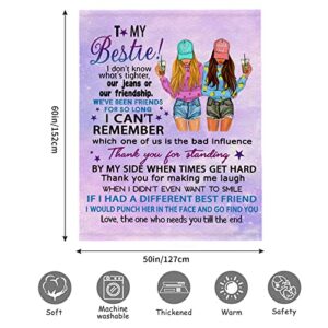 Bestie Gifts to My Best Friends Blanket, Best Friend Birthday Gift for Women,Friendship Gifts for Girls,Christmas Thanksgiving Valentines Gift for Her Bestie Sister 60"x 50"