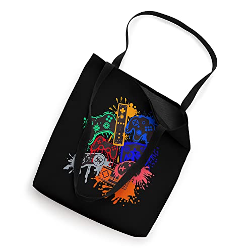 Video Gamer Gaming Game Controller Color Splat Men Teen Kids Tote Bag