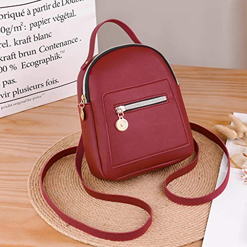 KANC Handmade Backpack Handbags Messenger Purse Women Bag Phone Small Fashion Mobile Letter Shoulders (Red-E, One Size)