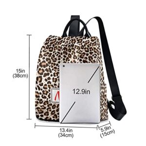 SUABO Leopard Cheetah Print Animal Custom Backpack Purse for Women, Anti Theft Personalized Name Shoulder Bag Fashion Ladies Travel Bags