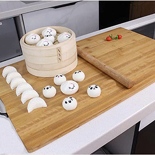 MMOOCO Chopping Board, Oversized Bamboo Cutting Board - Wood Board for Kitchen，with Handle, Double-Sided Available -60 * 45 * 1.8cm