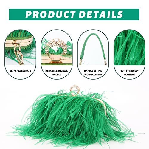 KUANG! Real Natural Ostrich Feather Clutch Evening Bag Fashion Handbag Purse for Banquet Party