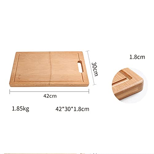 MMOOCO Chopping Board, Cutting Board-Bamboo Chopping Board for Kitchen-with Juice Groove and Handle ，for Chopping Meat, Butcher Block, Veggies & Cheese,Two Sizes (Size : Medium)