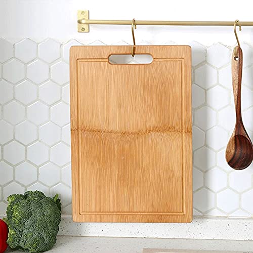 MMOOCO Chopping Board, Cutting Board-Bamboo Chopping Board for Kitchen-with Juice Groove and Handle ，for Chopping Meat, Butcher Block, Veggies & Cheese,Two Sizes (Size : Medium)