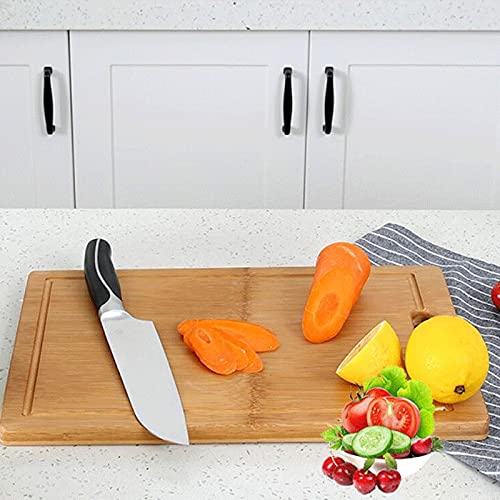 MMOOCO Chopping Board, Cutting Board-Bamboo Chopping Board for Kitchen-with Juice Groove and Handle ，for Chopping Meat, Butcher Block, Veggies & Cheese,Two Sizes (Size : Medium)