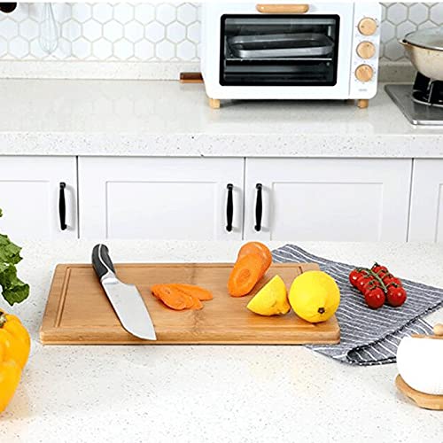 MMOOCO Chopping Board, Cutting Board-Bamboo Chopping Board for Kitchen-with Juice Groove and Handle ，for Chopping Meat, Butcher Block, Veggies & Cheese,Two Sizes (Size : Medium)