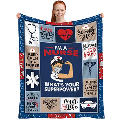 HK97 Nurse Blanket, Nurse Gifts for Women, Nurses, RN, Nursing Student, Cool Unique Nurse Practitioner Graduation Appreciation Gifts, Funny Nurse Retirement Gifts, Birthday Gifts Blankets 60"x50"