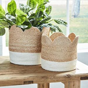 Mud Pie Scalloped Edge Jute Basket, Brown