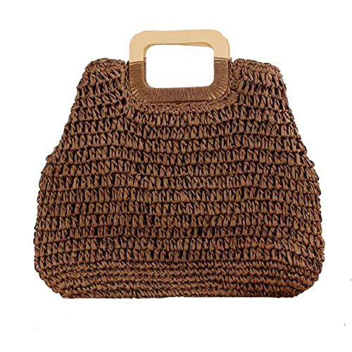 Straw Beach Bag,Women Hobo Summer Woven Large Handbags Straw Tote Bag (Brown)