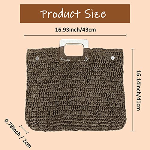 Straw Beach Bag,Women Hobo Summer Woven Large Handbags Straw Tote Bag (Brown)