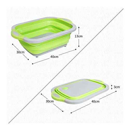 MMOOCO Chopping Board, Folding Cutting Board Washable Vegetables Multifunction Drain Basket Camping Kitchen Storage Organizer Kitchen Chopping Board (Color : Grey)