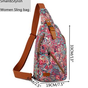 Women's Small Floral Sling Bag Pretty Backpack Purse Crossbody Bag Shoulder Bag for Women XB-18 (HS)