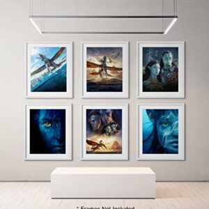 Avatar: The Way of Water 2022 - Set of 6 Promo Movie Poster Prints, (8x10s) Pandora wall art decor of Jake Sully, Neytiri, Kiri, Tonowari, Ronal