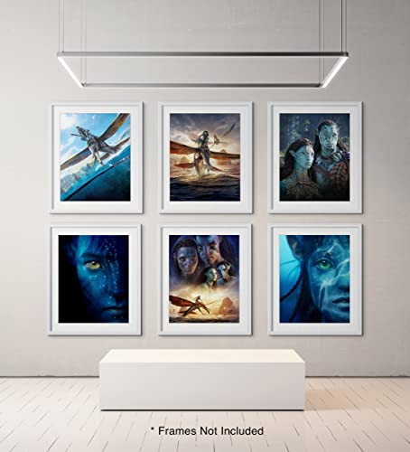 Avatar: The Way of Water 2022 - Set of 6 Promo Movie Poster Prints, (8x10s) Pandora wall art decor of Jake Sully, Neytiri, Kiri, Tonowari, Ronal