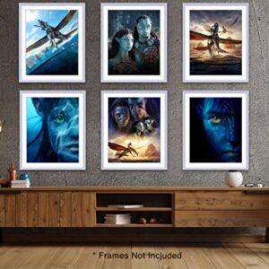 Avatar: The Way of Water 2022 - Set of 6 Promo Movie Poster Prints, (8x10s) Pandora wall art decor of Jake Sully, Neytiri, Kiri, Tonowari, Ronal