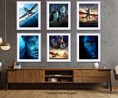 Avatar: The Way of Water 2022 - Set of 6 Promo Movie Poster Prints, (8x10s) Pandora wall art decor of Jake Sully, Neytiri, Kiri, Tonowari, Ronal