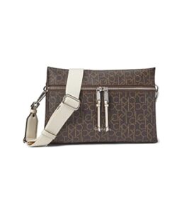 calvin klein lola signature crossbody brown/khaki/white processing processing