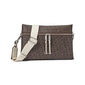 Calvin Klein Lola Signature Crossbody Brown/Khaki/White PROCESSING PROCESSING