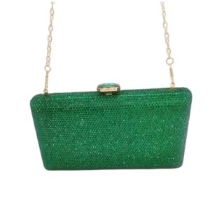 DG PEAFOWL Elegant Crystal Evening Bags Wedding Handbags Bridal Purse Women Box Clutch (green)