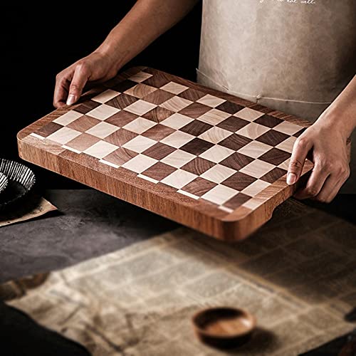 MMOOCO Chopping Board, Creative Chessboard Cutting Board Wood Chopping Block Moist-Proof Kitchen Board