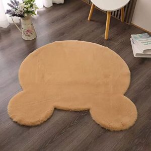 TENNOLA Bear Shaped Area Rug 4 x 4 Feet Cute Rugs for Bedroom Aesthetic Soft Fluffy Faux Rabbit Fur Rug Fuzzy Carpet for Nursery Kids Teen Girls Room Home Decor