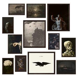 97 decor dark academia room decor – dark academia aesthetic posters, light academia art prints, dark moody gallery wall pictures, vintage victorian paintings for home dorm bedroom decor (unframed)