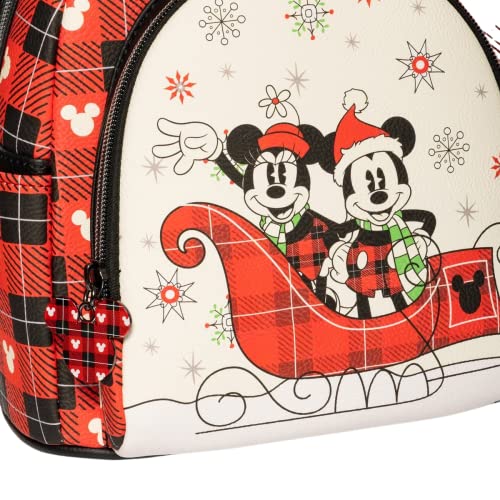 Loungefly Disney Holiday Mickey and Minnie Mouse Double Strap Shoulder Bag Purse - Entertainment Earth Exclusive