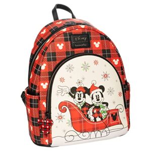 Loungefly Disney Holiday Mickey and Minnie Mouse Double Strap Shoulder Bag Purse - Entertainment Earth Exclusive