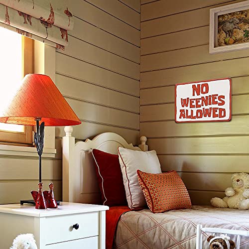 Cool Room Decor Funny Posters No Weenies Allowed Metal Tin Sign, 8X12 Inches Retro Decor Funny Door Signs for Bedroom, Porch, Backyard, Office, Livingroom, Cute Spongebob Poster, Street Signs for Bedroom Wall Decor, Gift for Women SpongeBob Lovers