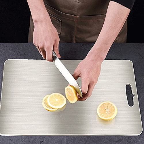 MMOOCO Chopping Board, Stainless Steel Cutting Board Fruit Vegetable Meat Cutting Board Easy to Clean Cutting Board Practical Kitchen Tool Durable and Non-Greasy Kitchen Tool (Size : Small)