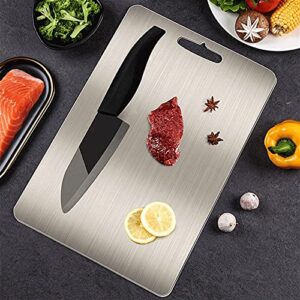 MMOOCO Chopping Board, Stainless Steel Cutting Board Fruit Vegetable Meat Cutting Board Easy to Clean Cutting Board Practical Kitchen Tool Durable and Non-Greasy Kitchen Tool (Size : Small)