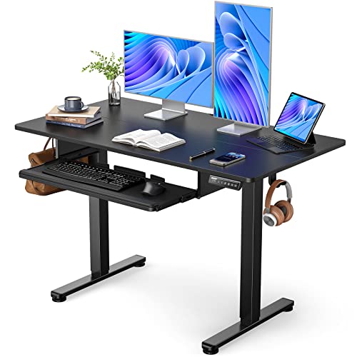 ErGear Electric Standing Desk with Keyboard Tray, Adjustable Height Sit Stand Up Desk, Home Office Desk Computer Workstation, 48x24 Inches, Black