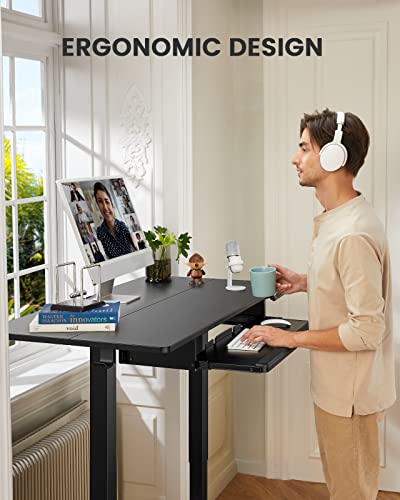 ErGear Electric Standing Desk with Keyboard Tray, Adjustable Height Sit Stand Up Desk, Home Office Desk Computer Workstation, 48x24 Inches, Black