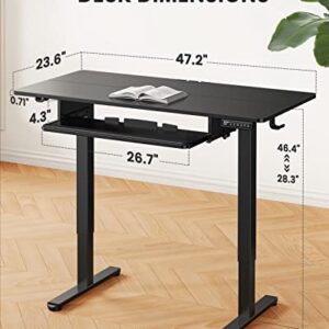 ErGear Electric Standing Desk with Keyboard Tray, Adjustable Height Sit Stand Up Desk, Home Office Desk Computer Workstation, 48x24 Inches, Black