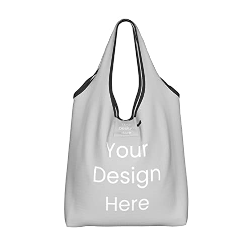 Custom Tote Bags Personalized Bags For Women Men With You Text Logo Picture Unisex Design Your Own Tote Bag For Daily Use Gifts, Lightgrey