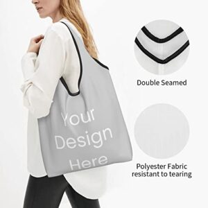 Custom Tote Bags Personalized Bags For Women Men With You Text Logo Picture Unisex Design Your Own Tote Bag For Daily Use Gifts, Lightgrey