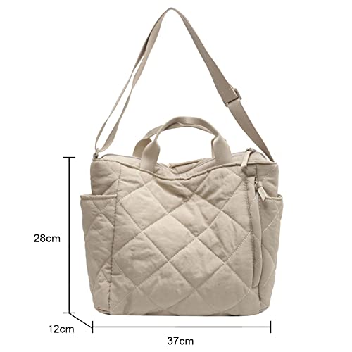 Quilted Tote Bag for Women Puffer Hobo Handbag Lightweight Quilted Padding Shoulder Bag Nylon Padded Crossbody Bag Zip Closure