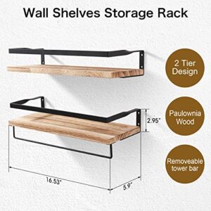 Floating Shelves, Wall Shelf Outdoor, 42x15x8 cm, Shelving Unit for Wall, Towel Holder 6 Hooks, Kitchen Spice Rack, Storage Organiser Shelf for Bedroom, Bathroom, Living Room, Office