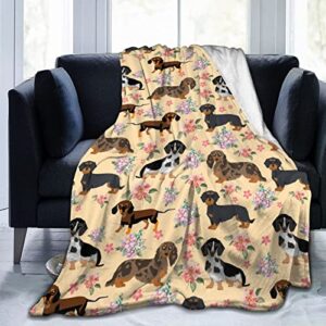 dachshund sausage dogs soft throw blanket 60″x50″ lightweight flannel blanket for couch bed sofa home living room decor travelling camping for kids adults