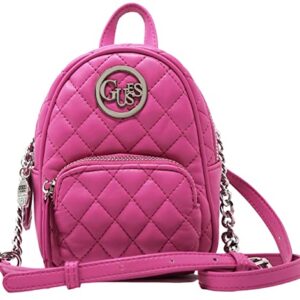 GUESS Factory Women's Evan Pink Quilted Mini Backpack Style Crossbody Handbag Purse