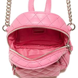 GUESS Factory Women's Evan Pink Quilted Mini Backpack Style Crossbody Handbag Purse