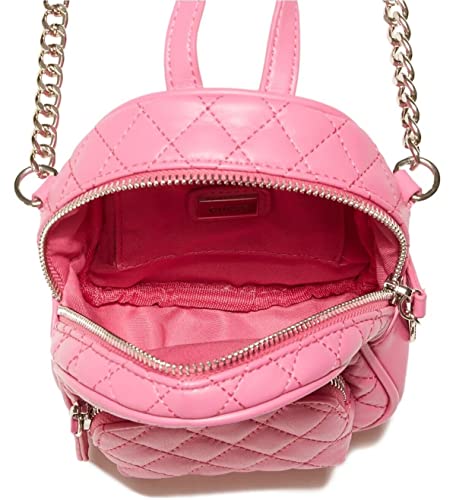 GUESS Factory Women's Evan Pink Quilted Mini Backpack Style Crossbody Handbag Purse