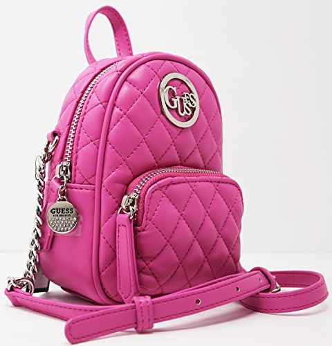 GUESS Factory Women's Evan Pink Quilted Mini Backpack Style Crossbody Handbag Purse